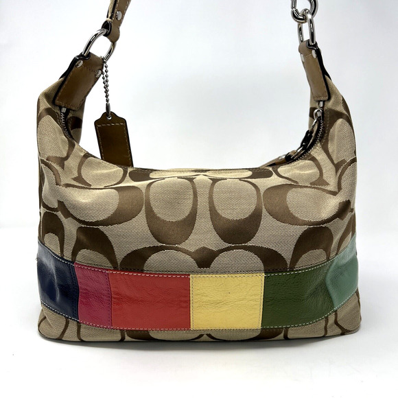 Coach | Bags | Coach Signature Stripe Multi Color Shoulder Bag | Poshmark